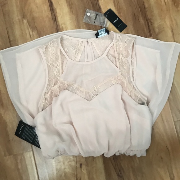 bebe | Dresses | Bebe Lace Detail Chiffon Dress Size S Blush | Poshmark